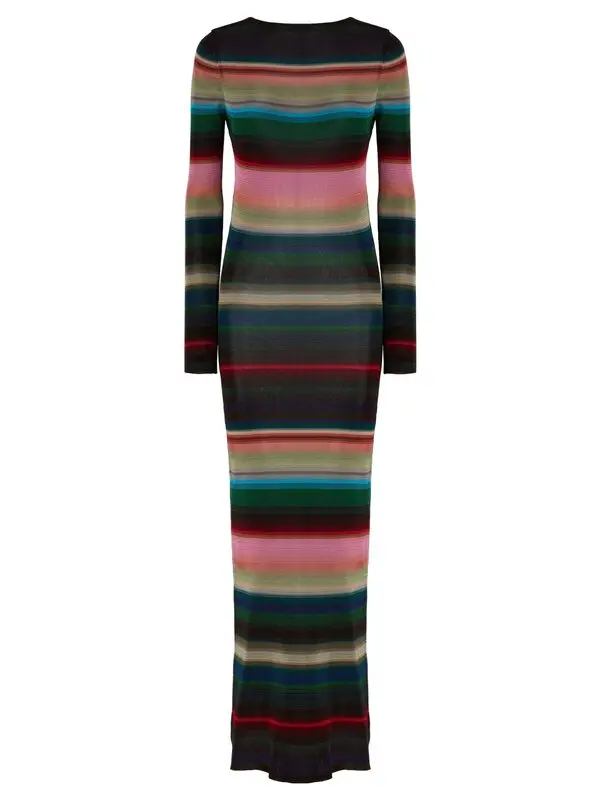 Missoni Long-sleeve Striped Knit Maxi Gown - Multicoloured