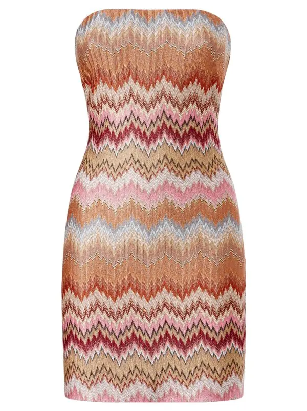 Missoni Viscose Chevron Snake-pattern Mini Dress - Pink,rust