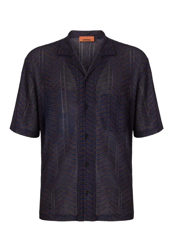 Missoni Viscose Knit Bowling Shirt With Greek Key Motif - Multicoloured
