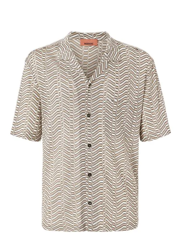 Missoni Viscose Knit Bowling Shirt With Greek Key Motif - Multicoloured
