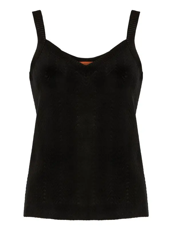 Missoni Sleeveless Chevron Knit Top - Black