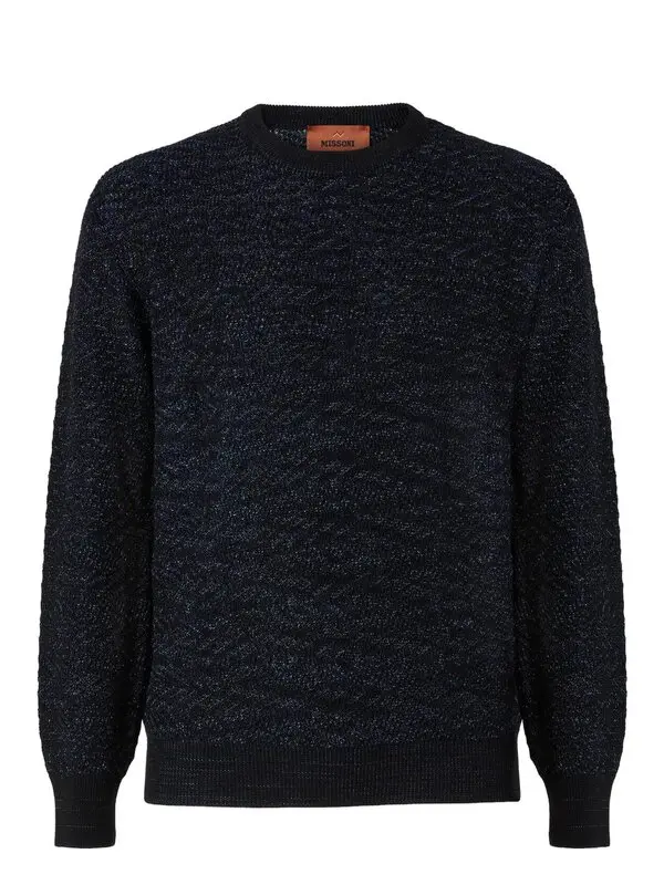 Missoni Zig Zag Crewneck Pullover In Wool And Viscose - Blue