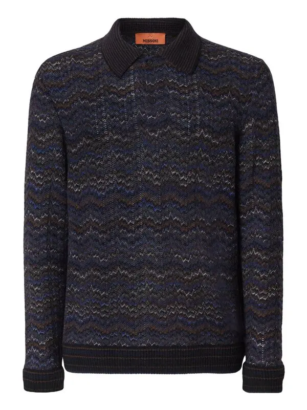 Missoni Sleeve Cashmere And Viscose Polo Shirt - Blue
