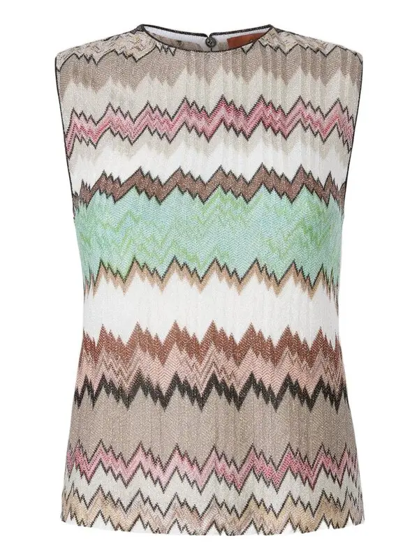 Missoni Sleeveless Crewneck Top In Viscose Lam - Multicoloured
