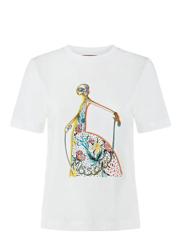 Missoni Cotton Jersey Crewneck T-shirt With Graphic Print - White