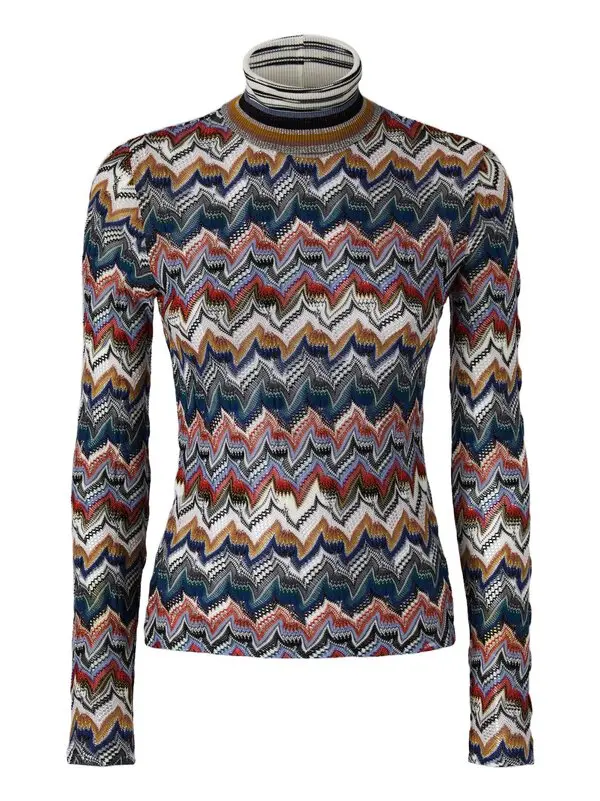 Missoni Zigzag Embroidered Lace Turtleneck - Multicoloured