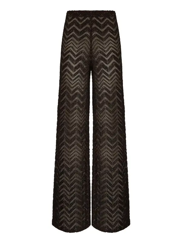 Missoni Wide Leg Zigzag Sequin Trousers - Brown