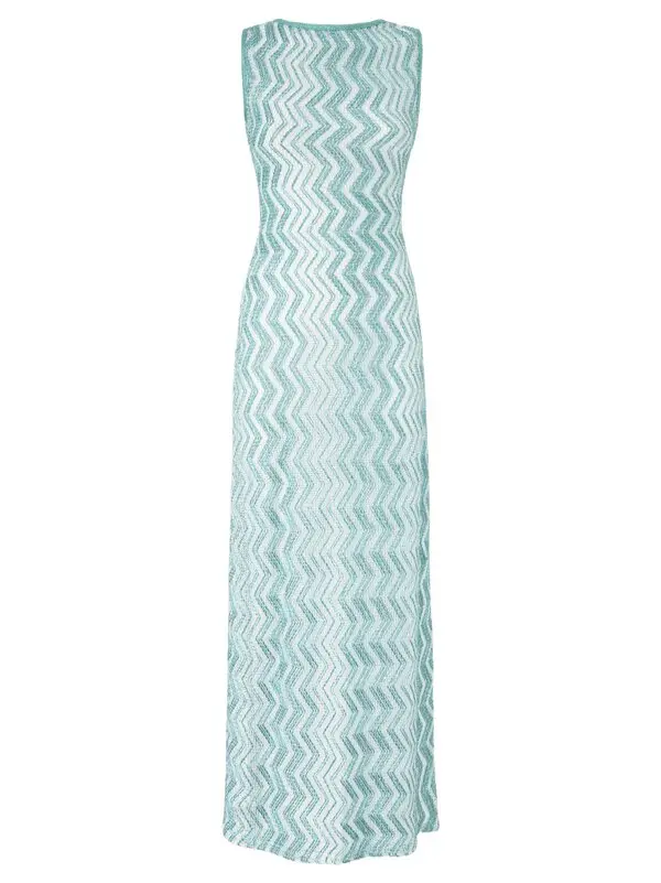 Missoni Zigzag Sequined Mesh Maxi Dress - Light Blue