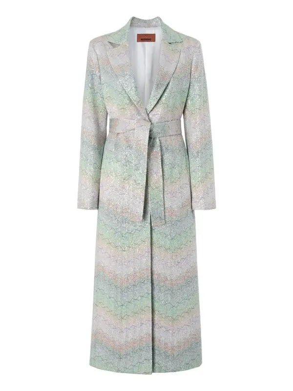 Missoni Duster Coat With Sequin Embellishments And Belt - Multicoloured