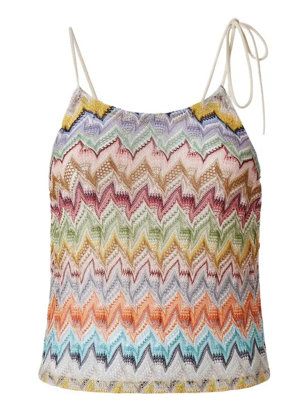 Missoni Viscose Lamé Zig Zag Knit Top - Multicoloured