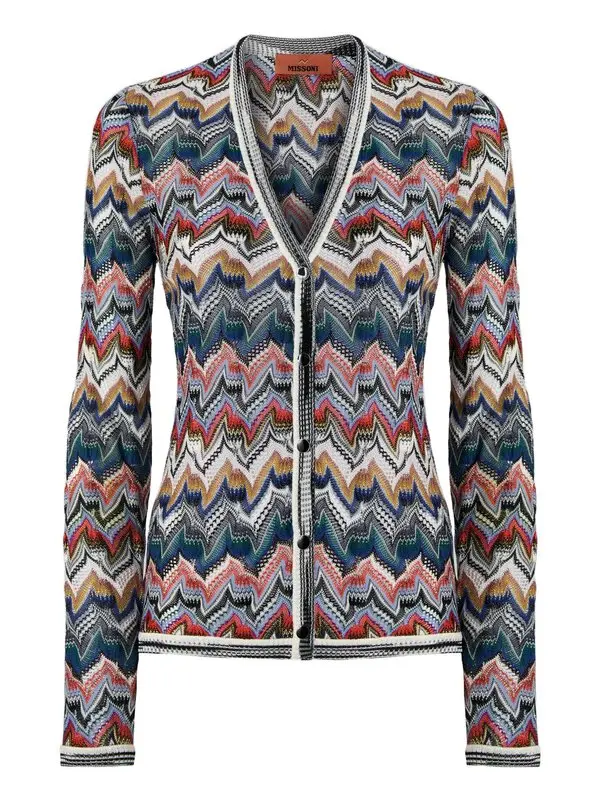 Missoni V-neck Cardigan In Embroidered Lace - Multicoloured