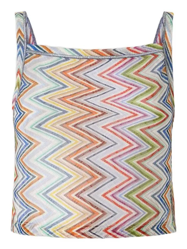 Missoni Zig Zag Tulle Tank Top With Cut-out Detail - Multicoloured