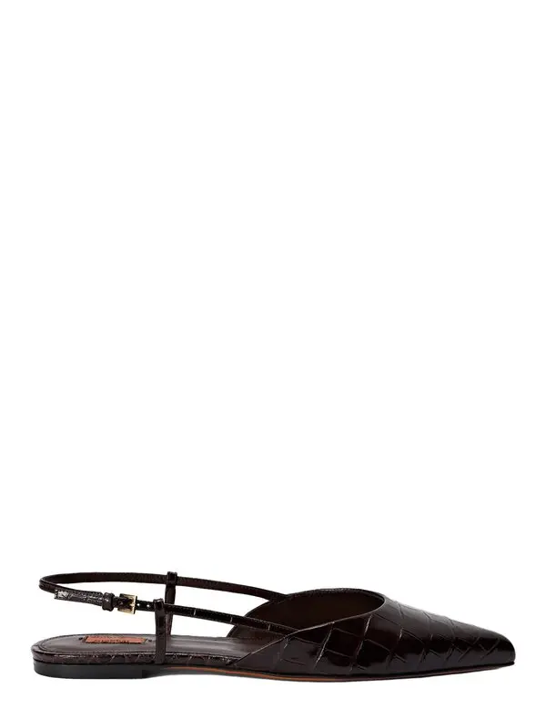 Missoni Faux Crocodile Effect Pointed Toe Slingbacks - Brown