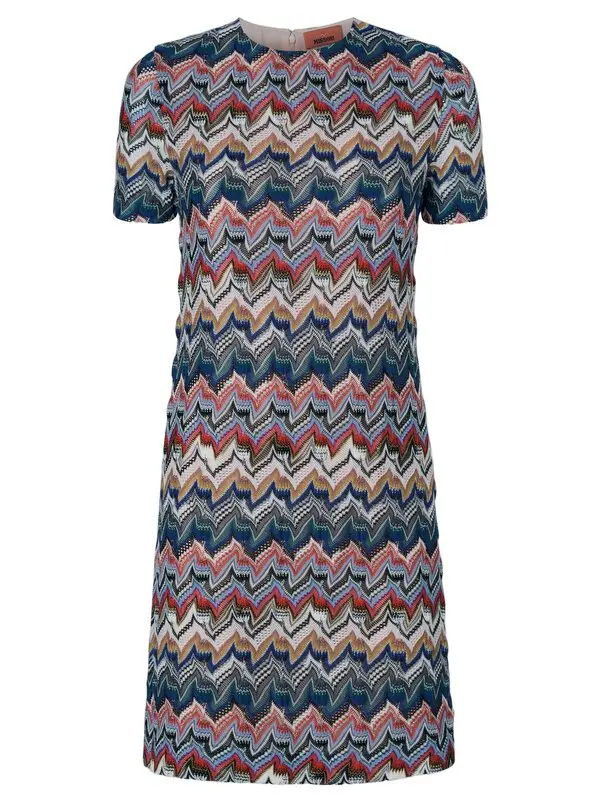 Missoni Short Sleeve Embroidered Lace Dress - Multicoloured