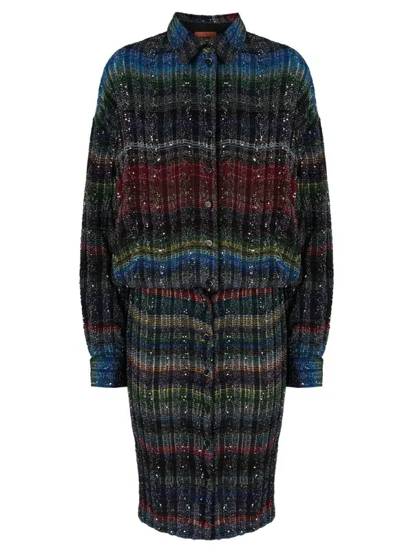 Missoni Midi Dress With V-neck And Wave Pattern - Multicoloured