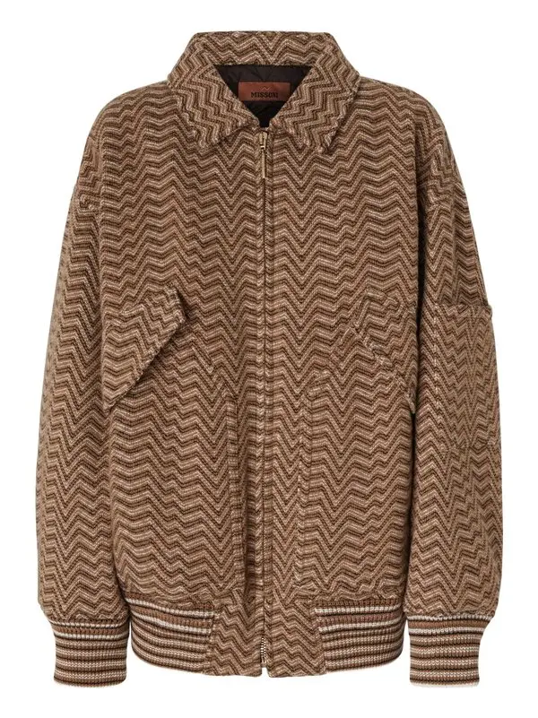 Missoni Irregular Chevron Bomber Jacket - Beige