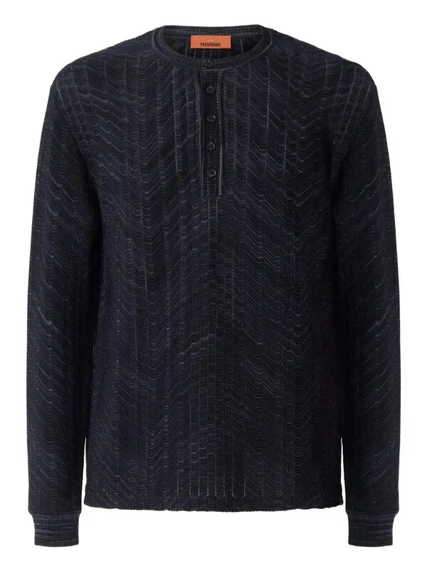 Missoni Serafino Shirt With Greek Key Motif - Black,grey