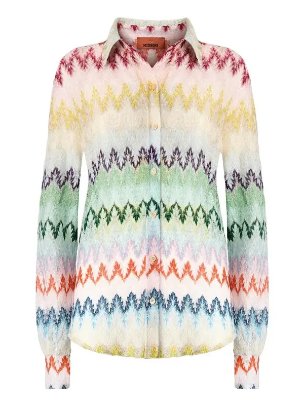 Missoni Raschel Knit Zig Zag Lace Shirt - Multicoloured
