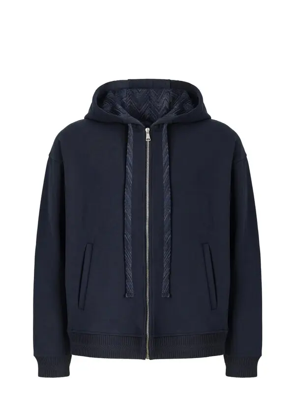 Missoni Zip-up Hoodie With Zig Zag Insert - Blue