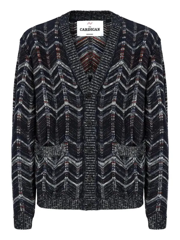 Missoni Chevron Pattern Cotton Cardigan - Blue