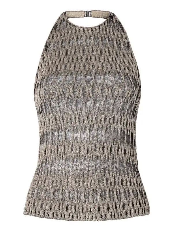 Missoni 3d Diamond Viscose Lamé Halter Top - Beige