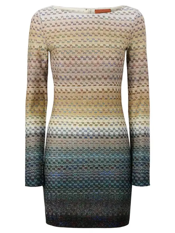 Missoni Long Sleeve Bateau Neckline Mini Dress - Blue