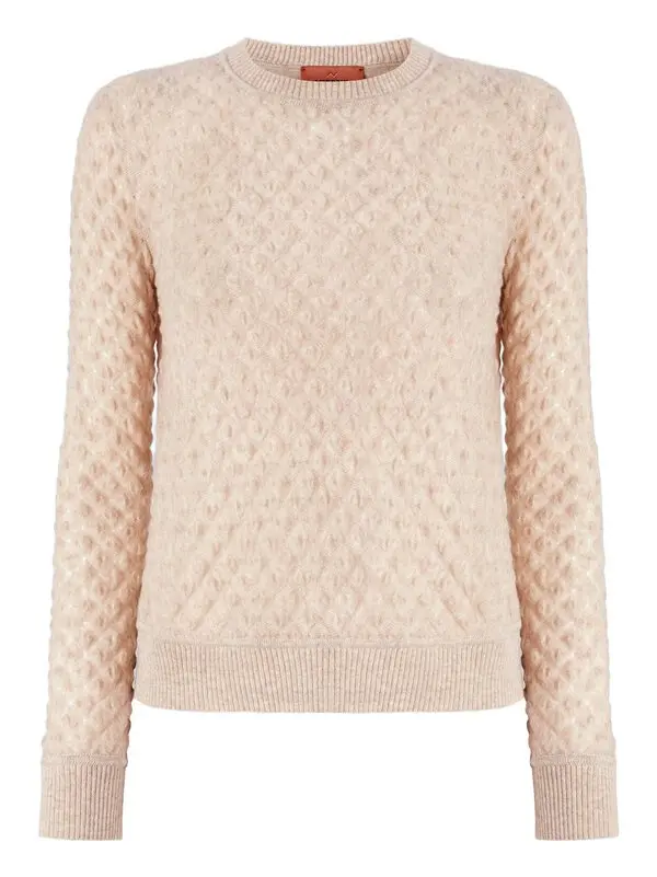 Missoni Cashmere Crewneck Sweater With Lace Pattern - Beige