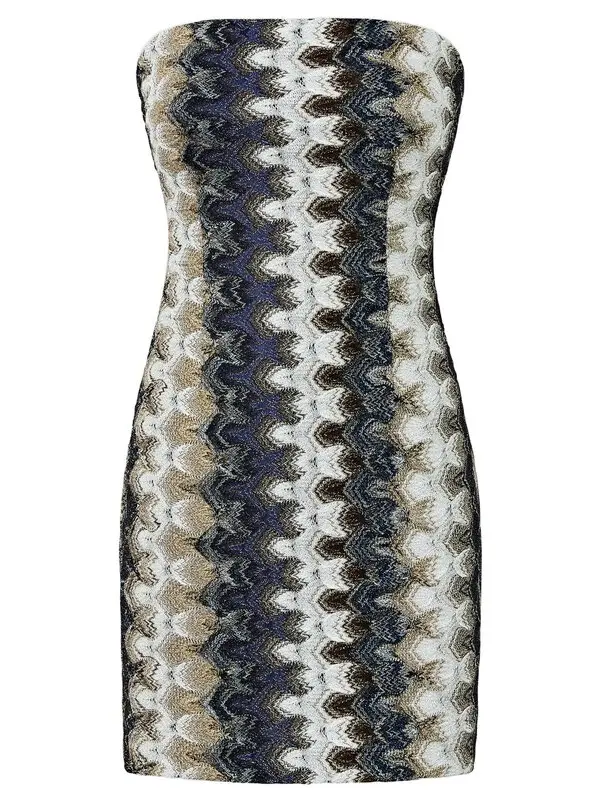 Missoni Bustier Mini Dress In Lamé Viscose With Lace Motif - Multicoloured