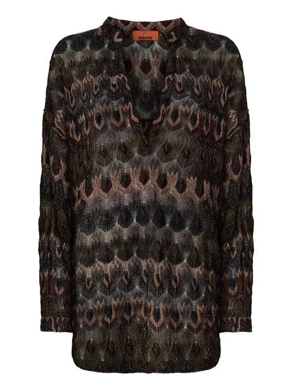 Missoni Viscose Lamé Blouse With Arabesque Motif - Brown