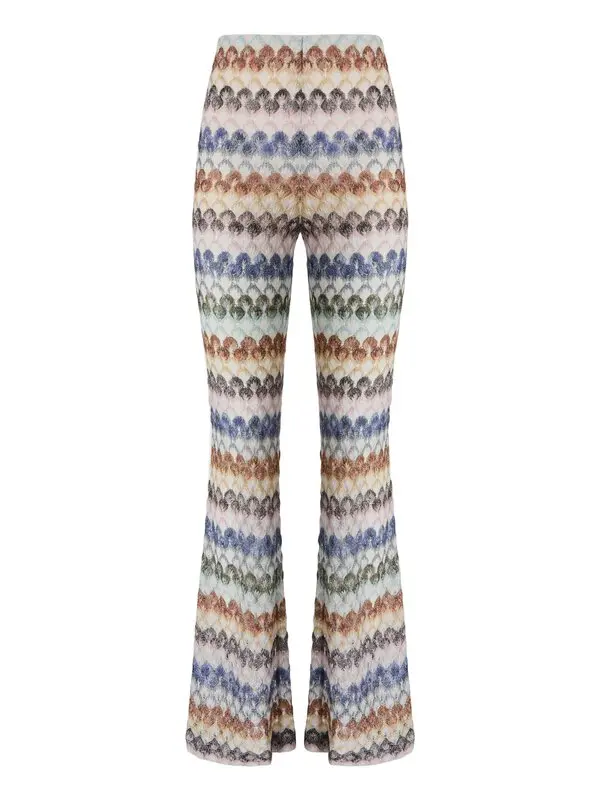Missoni Flare Viscose Lamé Trousers With Lace Motif - Multicoloured