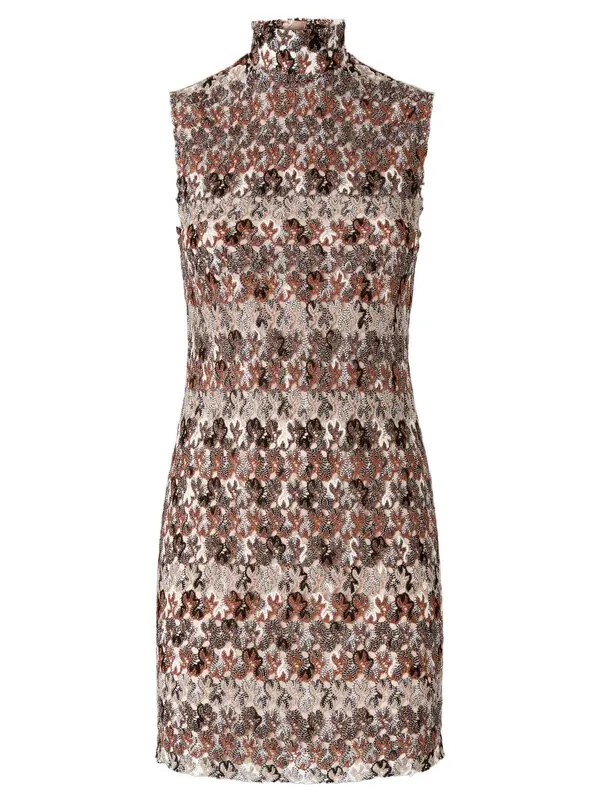 Missoni Embroidered Lace High Neck Mini Dress - Multicoloured
