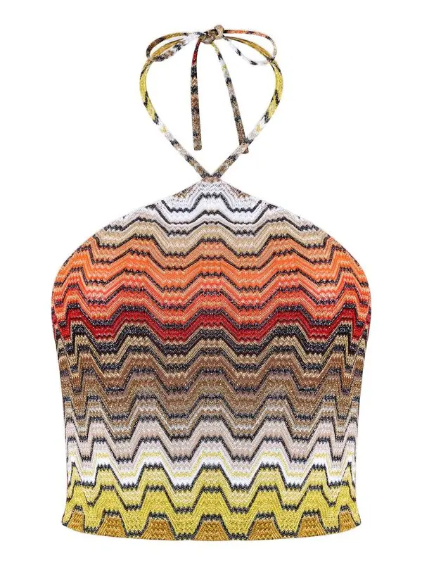 Missoni Halterneck Cropped Top In Viscose Lam - Multicoloured