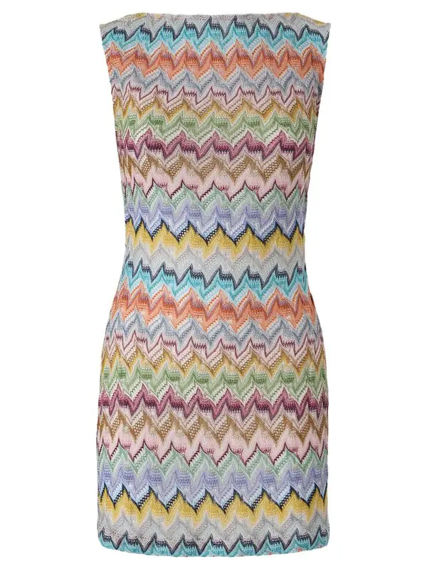 Missoni Viscose Lamé Zig Zag Mini Dress - Multicoloured
