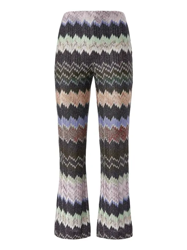 Missoni Patterned Viscose Lamé Cropped Flared Trousers - Multicoloured
