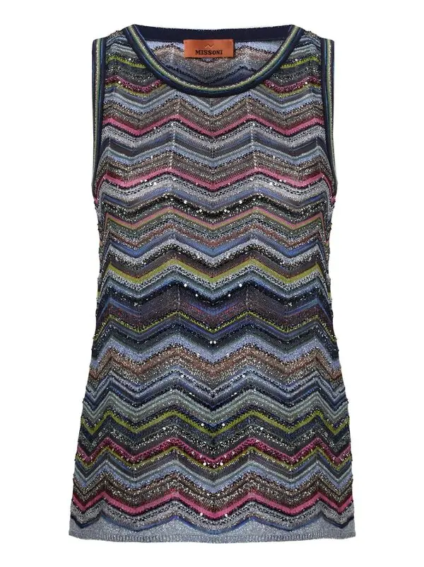 Missoni Sleeveless Chevron Lamé Top - Multicoloured