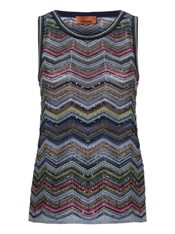 Missoni Sleeveless Chevron Lamé Top - Multicoloured
