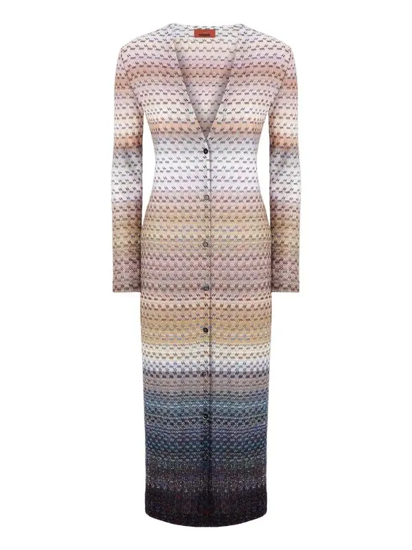 Missoni Long Buttoned Cardigan In Viscose Blend - Blue