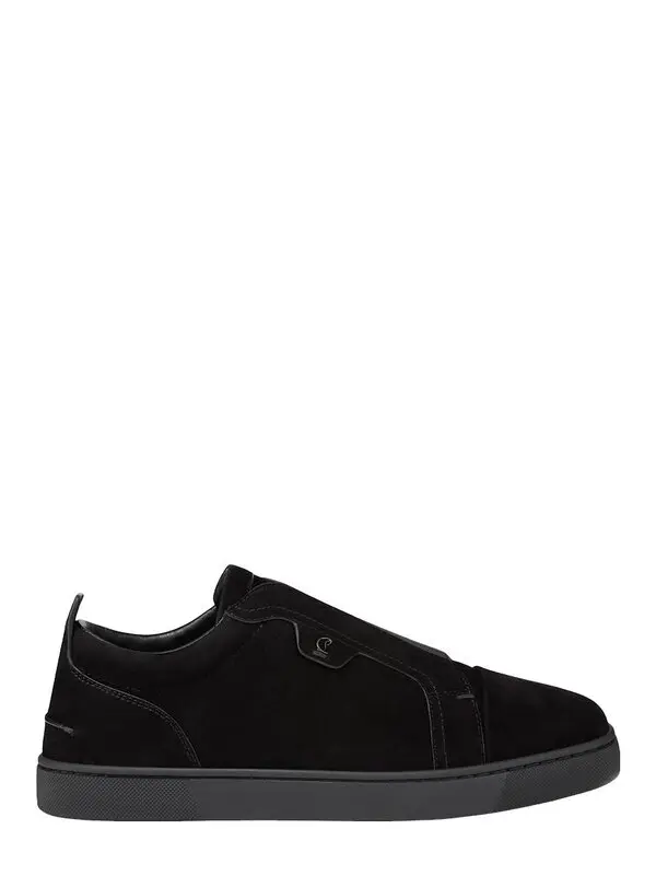 CHRISTIAN LOUBOUTIN St Louis Velvet Calf Leather Slip-on Sneakers - Black