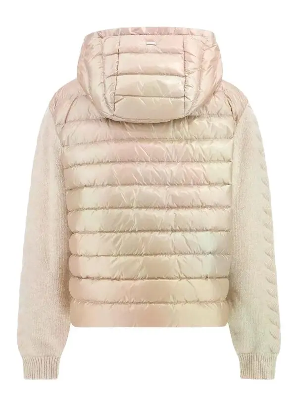 Herno Quilted Jacket With Cable Knit Sleeves - Neutrals