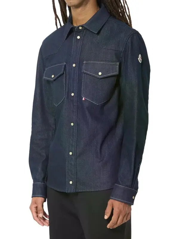 Moncler Logo-patch Denim Overshirt - Blue