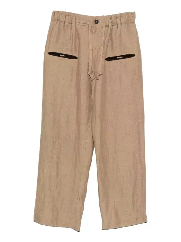 ZIGGY CHEN Drawstring Waist Trousers - Brown
