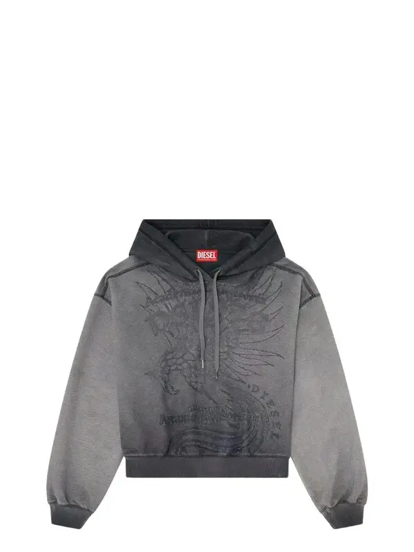 DIESEL® Hooded Sweatshirt With Dévoré Print - Grey
