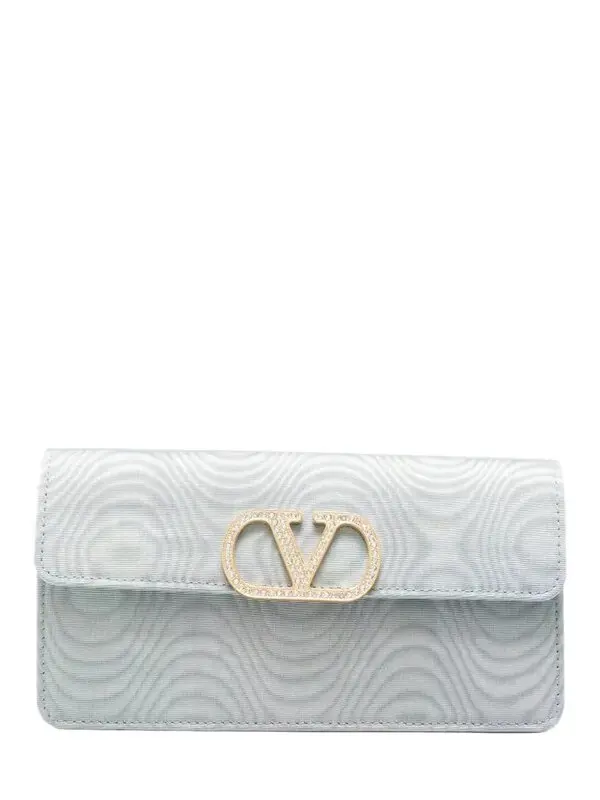 Valentino Garavani Vlogo Signature Moiré Shoulder Bag - Blue