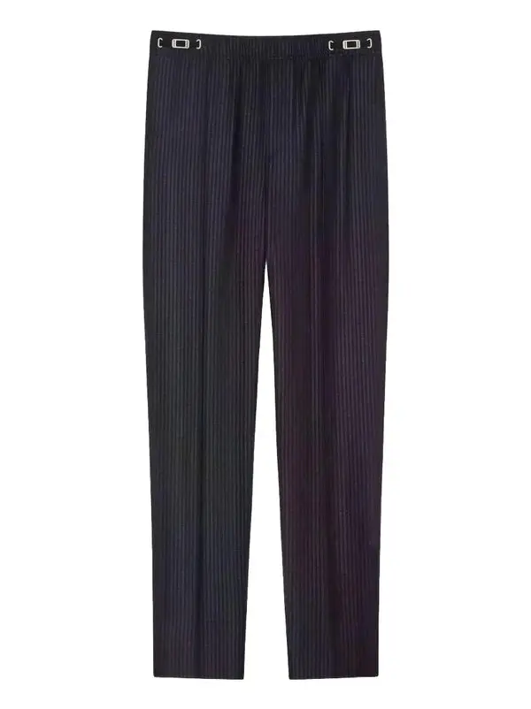Givenchy Pinstripe Logo Buckle Trousers - Blue
