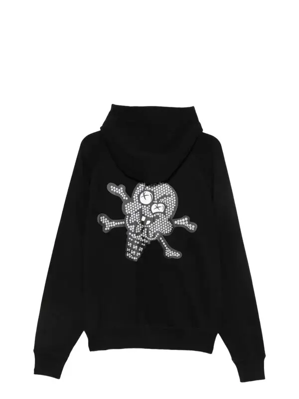 ICECREAM Rhinestone Embellished Zip-up Hoodie - Black