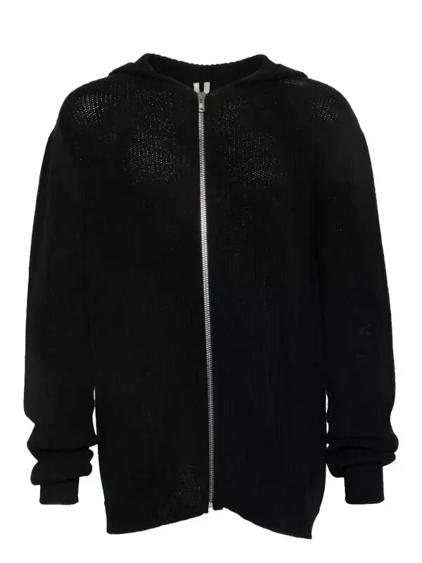 Rick Owens Ribbed Knit Zip-up Hoodie - Black