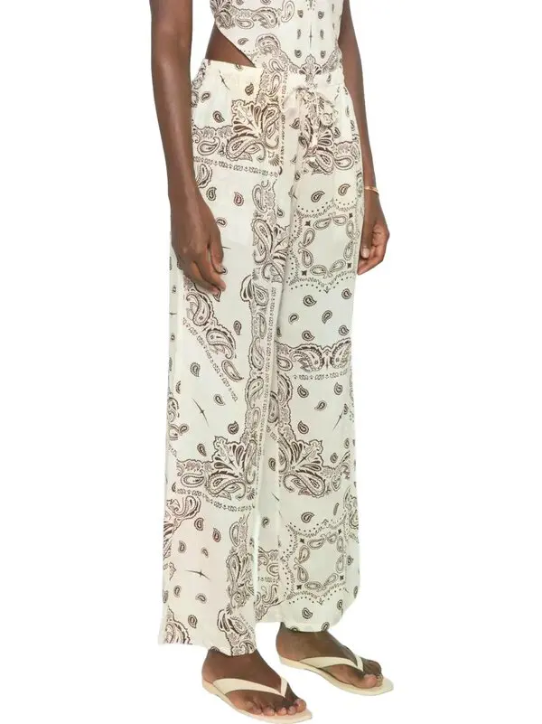 VENUJA Paisley Print Wide-leg Trousers - Neutrals