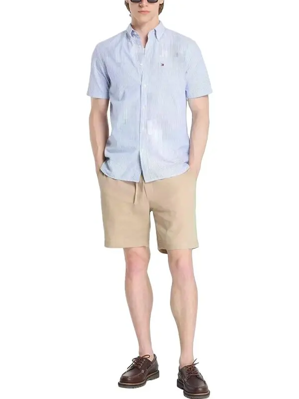 Tommy Hilfiger Vertical-stripe Short-sleeve Shirt - Blue
