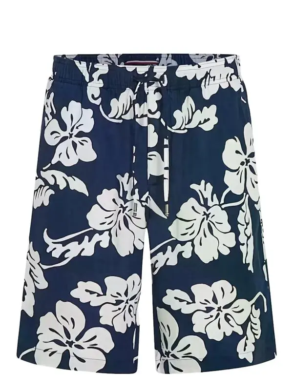 Tommy Hilfiger Floral Print Drawstring Shorts - Blue