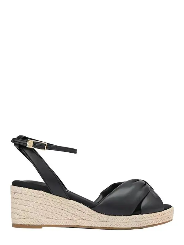 Tommy Hilfiger Espadrille Wedge Sandals With Ankle Strap - Black